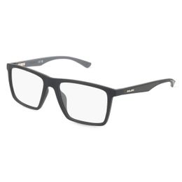 Police VPLN26 Brille Unisex | Fassung: Vollrand, Quadratisch, Schwarz Matt