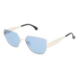 Fielmann BD 591 SUN FA VEGA | Damen-Sonnenbrille | Fassung: Vollrand, Geometrisch, Edelstahl, Silber Gl&auml;nzend | Glasfarbe: Blaugrau
