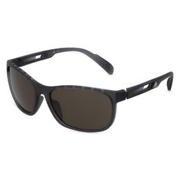 Adidas Sport SP0014 | Unisex-Sonnenbrille | Fassung: Vollrand, Oval, Kunststoff, Grau Matt | Glasfarbe: Gr&uuml;n
