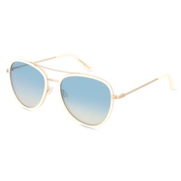 comma, Comma 77212 | Unisex-Sonnenbrille | Fassung: Vollrand, Pilot, Metall, Gold Beige | Glasfarbe: Blau