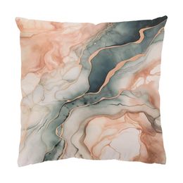 Bilderwelten Dekokissen Kissenbezug gold originell modern Aquarell - Ink Art Teal Rosegold - Bett Couch Sofakissen Bezug & F&uuml;llung in 40x40 50x50 60x60