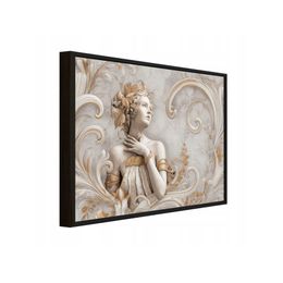 WALLARENA Bild mit Rahmen Frau in Beige | Gr.: 60 x 40 cm