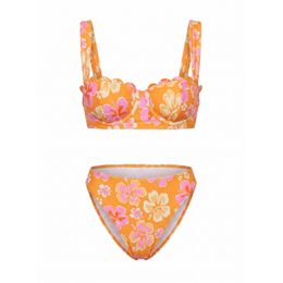 Cupshe Bikini 'Tropical Bloom' Damen Gr&ouml;&szlig;e XS orange
