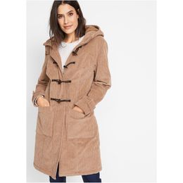 bonprix Gef&uuml;tterter Cord-Dufflecoat, braun, Gr.38, Gef&uuml;tterter Cord-Dufflecoat mit Kapuze und Knebelkn&ouml;pfen, aus Cord