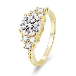 ROUGEMONT Jewellery Ring 'Funkelnder Moissanit Damen Ring 925 Sterling Silber' female size 49 yellow gold