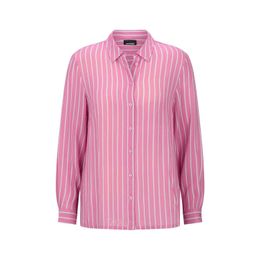 GOLDNER Damen Hemdbluse "Kurzgr&ouml;&szlig;e Streifenbluse mit Hemdkragen", pink, Gr. 20, Obermaterial: 100% Polyester PES., Blusen, R&uuml;ckenpasse mit Kr&auml;uselung