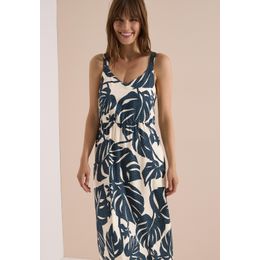 Cecil Damen Maxikleid "Style Lea", blau, Gr. XL, bedruckt, Web, Obermaterial: 100% Viskose. Futter: 100% Viskose, Kleider, schmale Tra&auml;ger,