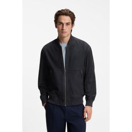 BOSS Orange Herren Lederjacke "Jonorve", schwarz, Gr. 48, unifarben, Obermaterial: 100% Ziegenleder, Jacken, Weiches Ziegenveloursleder, Relaxed Fit,