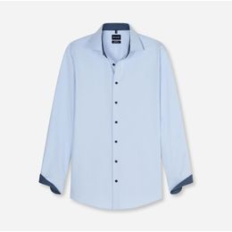OLYMP Herren Langarmhemd "Luxor 24/Seven"bleu, Gr. 40, unifarben, Web, Obermaterial: 64% Baumwolle, 27% Polyester, 9% Elasthan, Hemden, Businesshemd,