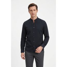 BOSS Orange Herren Langarmhemd "Race", blau, Gr. XXL, unifarben, Web, Obermaterial: 100% Leinen, Hemden, aus reinem Leinen mit Stehkragen