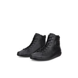 Ecco Damen Schn&uuml;rboots "Ecco SOFT 2.0", Gr. 38, schwarz, Leder, Schuhe, Casual-Boots, Stiefelette, High Top-Sneaker mit Rei&szlig;verschluss