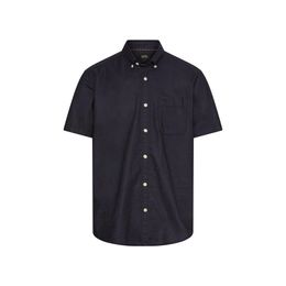Camel Active Herren Kurzarmhemd, schwarz, Gr. L, unifarben, Web, Obermaterial: 52% Leinen, 46% Baumwolle, 2% Elasthan, Hemden, mit Brust Tasche
