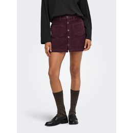 Only Damen Cordrock "ONLAMAZING HW CORD SKIRT", lila, Gr. XS, unifarben, Cord, Obermaterial: 98% Baumwolle, 2% Elasthan, R&ouml;cke, Baumwollmischung