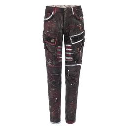 Cipo & Baxx CIPO & BAXX Herren 5-Pocket-Jeans "Cipo & Baxx Jeans", rot, Gr. 38, Obermaterial: 98% Baumwolle CO. 2% Elasthan EL., Jeans, mit coolem Print