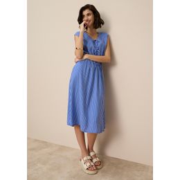 Tamaris Damen Midikleid "mit luftigem Tragegef&uuml;hl", blau, Gr. 38, gestreift, Web, Obermaterial: 100% Viskose, Kleider, mit Schleifendetails und