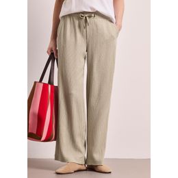 Street One Damen Stoffhose, beige, Gr. 44, unifarben, Stoff, 59% Polyester, 40% Viskose, 1% Elasthan, Hosen, High Waist