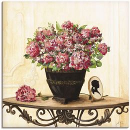 Leinwandbild Artland, B:70cm H:70cm, beige, Leinwand, Wohnzimmer, Bilder, "Bouquet von roten Hortensien", auf Holzrahmen gespannt