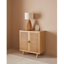 Sideboard, B:80cm H:82cm T:42cm, beige, LeGer Home by Lena Gercke, Geflecht Rattan, MDF, Massivholz, Wohnzimmer, Sideboards, "Lina", Mit Rattan