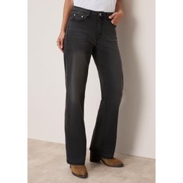Tamaris Damen Weite Jeans "mit modischer Silhouette und hohem Tragekomfort", grau, Gr. 42, unifarben, Denim/Jeans, Obermaterial: 74% Baumwolle, 24%