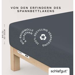 Spannbettlaken Schlafgut, grau, Jersey, Obermaterial: 95% Baumwolle, 5% Elasthan, Bettlaken, "PURE Bio-Baumwolle mit Elasthan, 170 g/m&sup2;, Bettlaken,