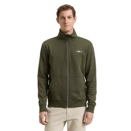 Tom Tailor Herren Sweatjacke, gr&uuml;n, Gr. XXXL, Sweatware, Obermaterial: 70% Baumwolle, 30% Polyester, Sweatjacken, mit Logo Stickerei