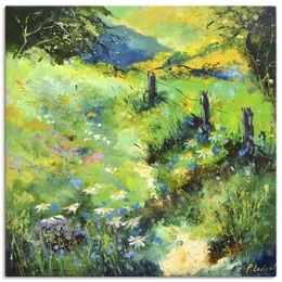 Wandbild Artland, B:30cm H:30cm T:1,7cmfarbe bild(er): gr&uuml;n, Holz, Leinwand, Wohnzimmer, Bilder, "Green field", als Alubild, Leinwandbild, Poster,