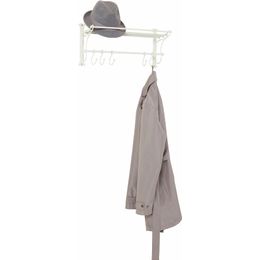 Garderobenleiste AMBIENTE HAUS, B:53cm H:24cm T:20cm, wei&szlig;, Eisen, Garderobenhalter, mit Regal mit Haken, Breite 53 cm