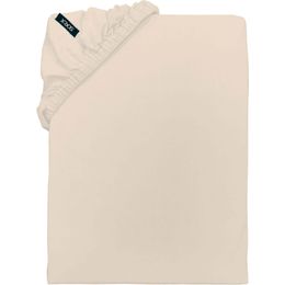 Spannbettlaken SOCCX, L:200cm, beige, Baumwoll-Jersey, Obermaterial: 100% Baumwolle, Bettlaken, "SOCCX", gewebtes Label