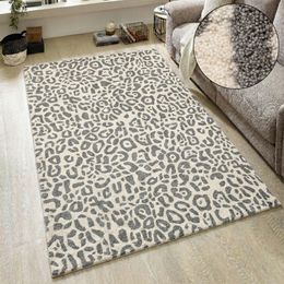 Wollteppich OTTO HOME, B:60cm H:14mm L:90cm, beige, Wolle, Wohnzimmer, Teppiche, "Gabbo Leo, Leopardenmuster, handgearbeitet", reine Wolle, Uni,