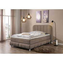 Boxbett Home Affaire, B:147cm L:207cm, braun, Komplettbetten, "Abtenau inkl. Topper", Boxbett, inkl. Topper