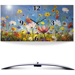 Wanduhr ARTLAND, B:60cm H:30cm T:0,3cm, bunt, Wohnzimmer, Wanduhren, "Wildblumenwiese", wahlweise mit Quarz- oder Funkuhrwerk, lautlos ohne