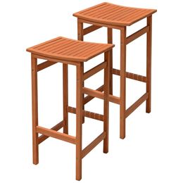 Barhocker Garden Pleasure, B:38cm H:75cm T:38cm, braun, Outdoor, Hocker, "PALMDALE", (2er Set), Eukalyptusholz, braun