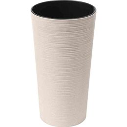 Pflanzk&uuml;bel siena GARDEN, B:25cm H:25cm T:46,5cm &Oslash;:25cm, wei&szlig;, Kunststoff, Massivholz, Outdoor, Pflanzgef&auml;&szlig;e, Rillenoptik, rund