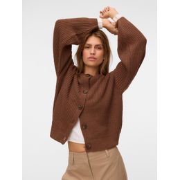V&eacute;ro Moda VERO MODA Damen Strickjacke "VMLEA LS O-NECK CARDIGAN NOOS", braun, Gr. XL, unifarben, Strick, Obermaterial: 100% Polyacryl, Strickjacken,