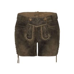 Spieth & Wensky SPIETH & WENSKY Damen Lederhose "Barbie", braun, festlich, Gr. 42, Obermaterial: 100% Lammleder LEL., Hosen, mit Stickereien