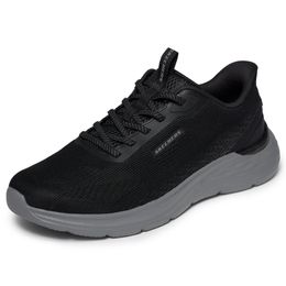 Skechers Herren Slip-On Sneaker "GARNER", Gr. 41, schwarz, Textil, Schuhe, Slipper, Schn&uuml;rschuh mit Relaxed Fit