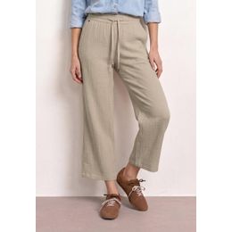 Street One Damen Stoffhose, beige, Gr. 40, unifarben, Web, 100% Baumwolle, Hosen, in 7/8-L&auml;nge
