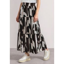 Street One Damen Maxirock, braun, Gr. 40, Stoff, Obermaterial: 100% Viskose. Unterkleid: 100% Modal, R&ouml;cke, mit Leo-Muster