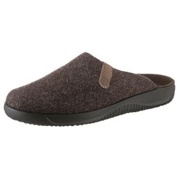 Rohde Herren Pantoffel "SOLTAU-H", Gr. 46, braun, Filz, Schuhe, Hausschuh, Schlappen, Clog mit seitlichem Label