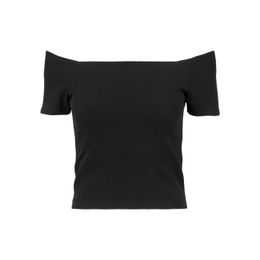 Urban Classics Damen T-Shirt "Urban Classics Damen Ladies Off Shoulder Rib Tee"schwarz, Gr. XL, unifarben, 97% Baumwolle, 3% Elasthan, Shirts
