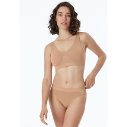 Schiesser Damen Bustier "Classic Seamless", Gr. XL, beige, Single Jersey, Obermaterial: 93% Polyamid, 7% Elasthan, BHs, mit herausnehmbaren Pads