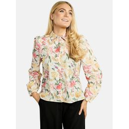 Damen Blusentop "Libert&eacute; Essentiel Shirt FLORA"creme gelb flowers, Gr. XL, LIBERT&Eacute; ESSENTIEL, Obermaterial: 100% Baumwolle, Blusen