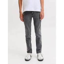 Jack & Jones Kinder Regular-fit-Jeans "JJICLARK JJORIGINAL HA 224 JNR"schwarz denim, Gr. 140, JACK & JONES JUNIOR, Abriebeffekte, Denim/Jeans, Obermaterial: 61%