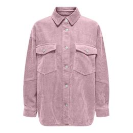 Only Damen Hemdbluse "ONLTIGGY L/S CORD SHACKET PNT", rosa, Gr. XXXL, unifarben, Cord, Obermaterial: 100% Baumwolle, Blusen, Baumwolle, oversize