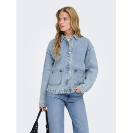 Only Damen Jeansjacke "ONLLARA LS DNM SHACKET GUA NOOS", blau, Gr. XS, unifarben, Denim/Jeans, Obermaterial: 80% Baumwolle, 20% Polyester, Jacken,