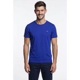Gant Herren T-Shirt "SLIM SHIELD SS T-SHIRT", blau, Gr. L, Obermaterial: 100% Baumwolle, Shirts, mit Logostickerei auf der Brust