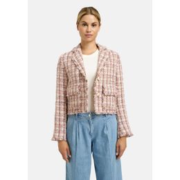 Milano Italy Damen Kurzjacke, rosa, Gr. 48, kariert, Tweed, Material: 100% Polyester, Futter: 54% Polyester, 46% Viskose, Jacken, mit Klappentaschen