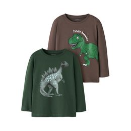 name it Jungen Langarmshirt "NMMNEDIN 2P LS NREG TOP BOX PB", bunt, Gr. 98, bedruckt, Jersey, Obermaterial: 100% Baumwolle, Shirts, Baumwolle,