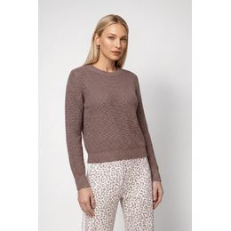 monari Damen Rundhalspullover "Pullover Basic Lurex", braun, Gr. 38, unifarben, Web, Obermaterial: 93% Baumwolle, 7% metallisierte Fasern, Pullover,