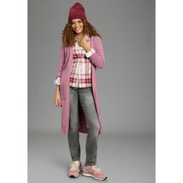Kangaroos Damen Longstrickjacke, rosa, Gr. 40, Strick, Obermaterial: 50% Viskose, 28% Polyester, 22% Polyamid, Strickjacken, mit Kapuze, Langarm,